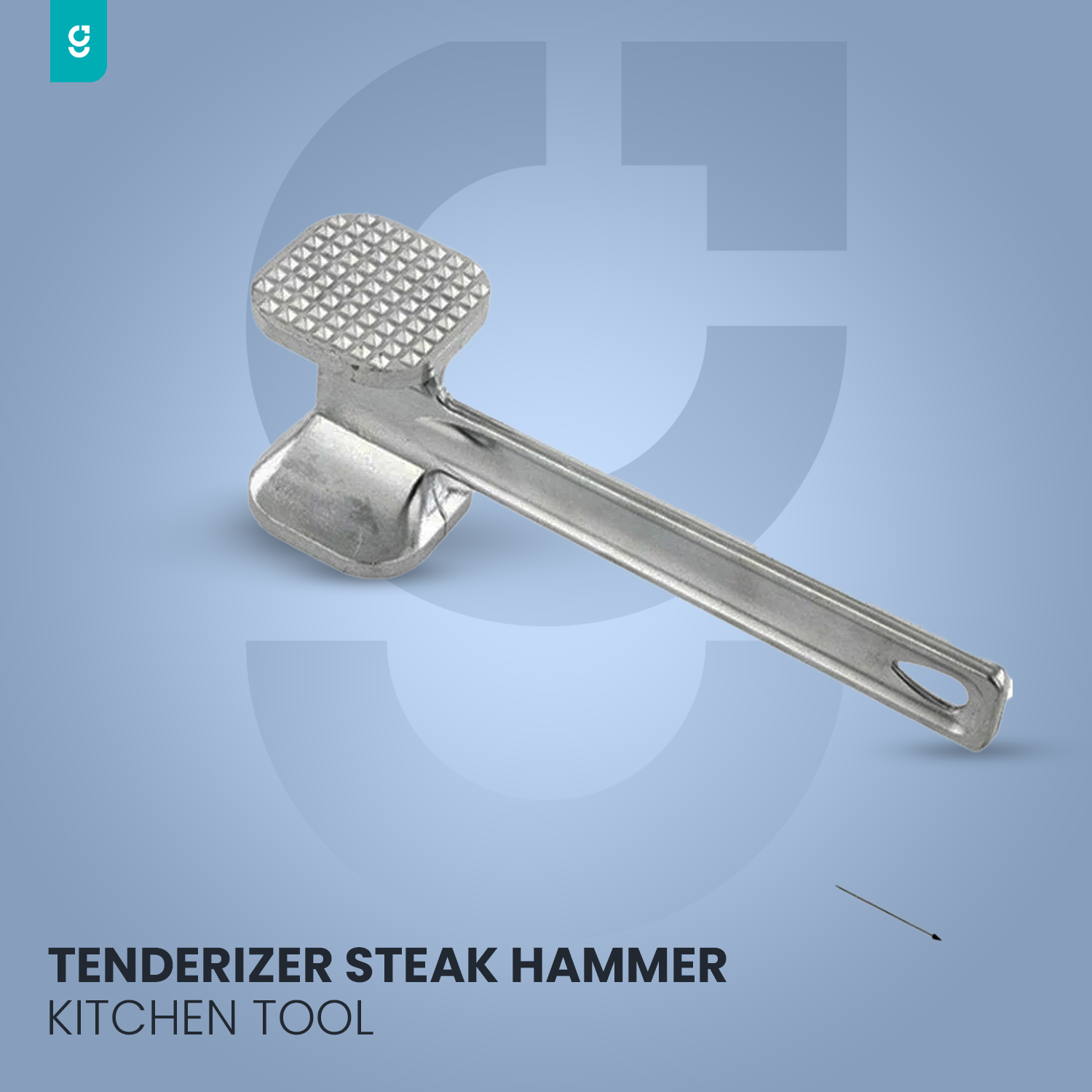 Meat Mallet Tenderizer Steak Hammer Kitchen Tool Aluminum Metal Sliver ...